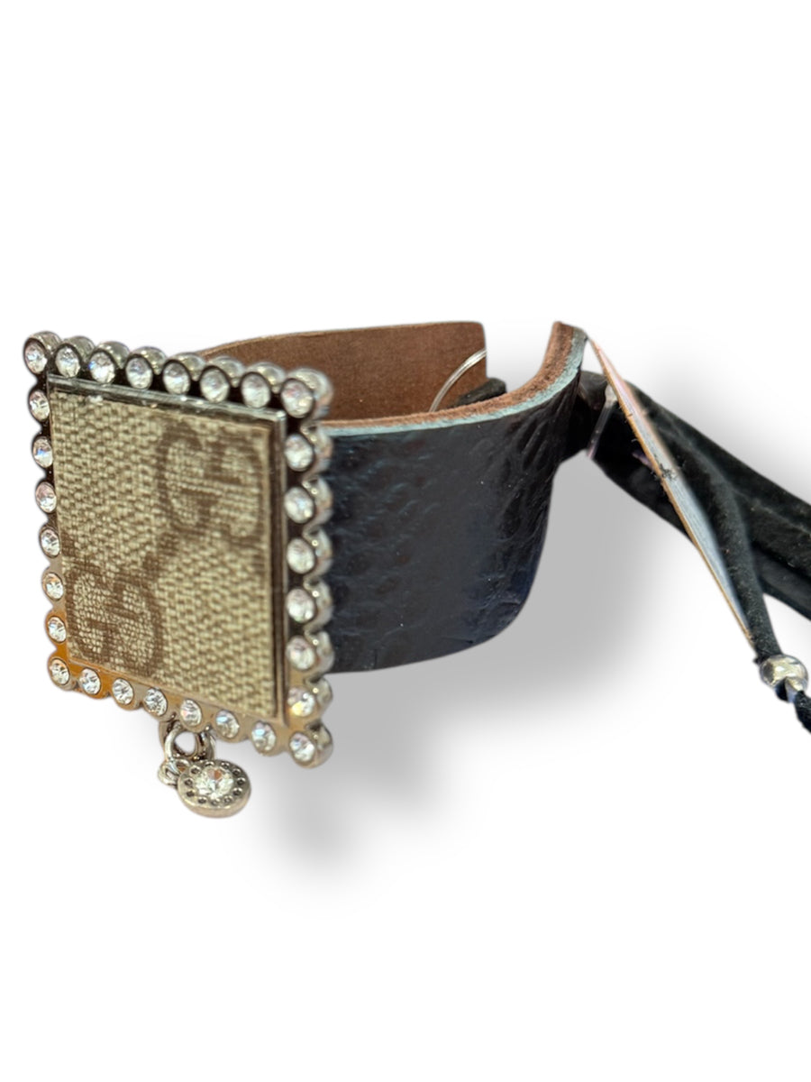 New Black Croc Leather Upcycled Square Gucci Cuff – The Sister's Boutique